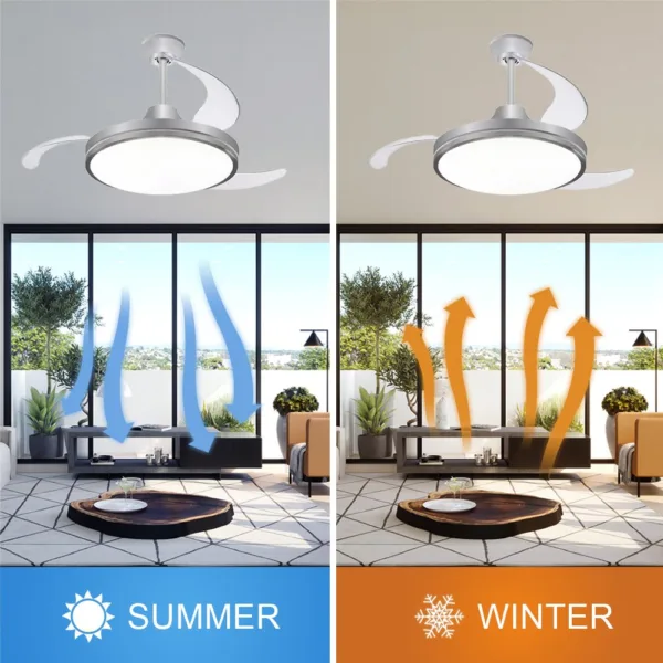 Modern Invisible Retractable Ceiling Fan With LED Light