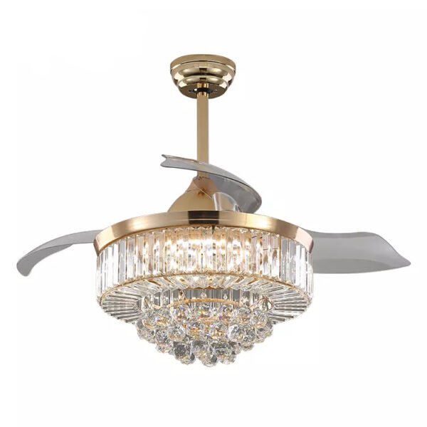 42-inch Luxury Crystal Retractable Ceiling Fan Light