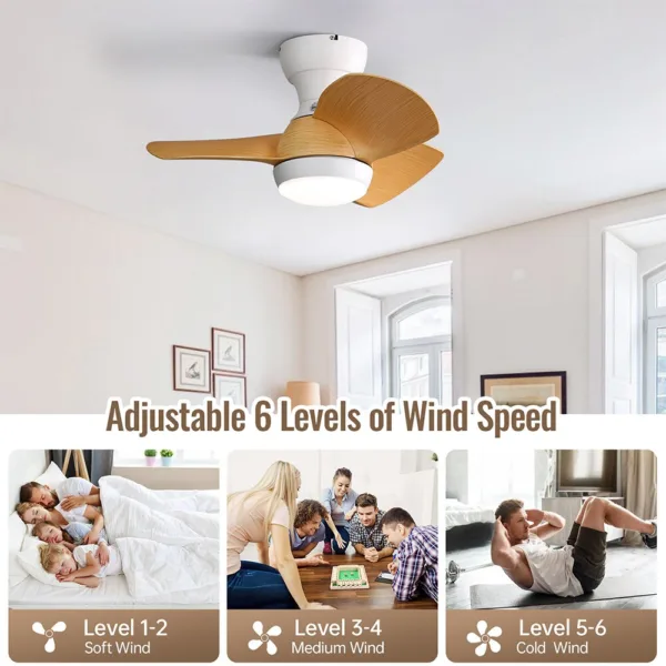 23 Inch White Wood Grain Ceiling Fan With Light And Remote Control ...
