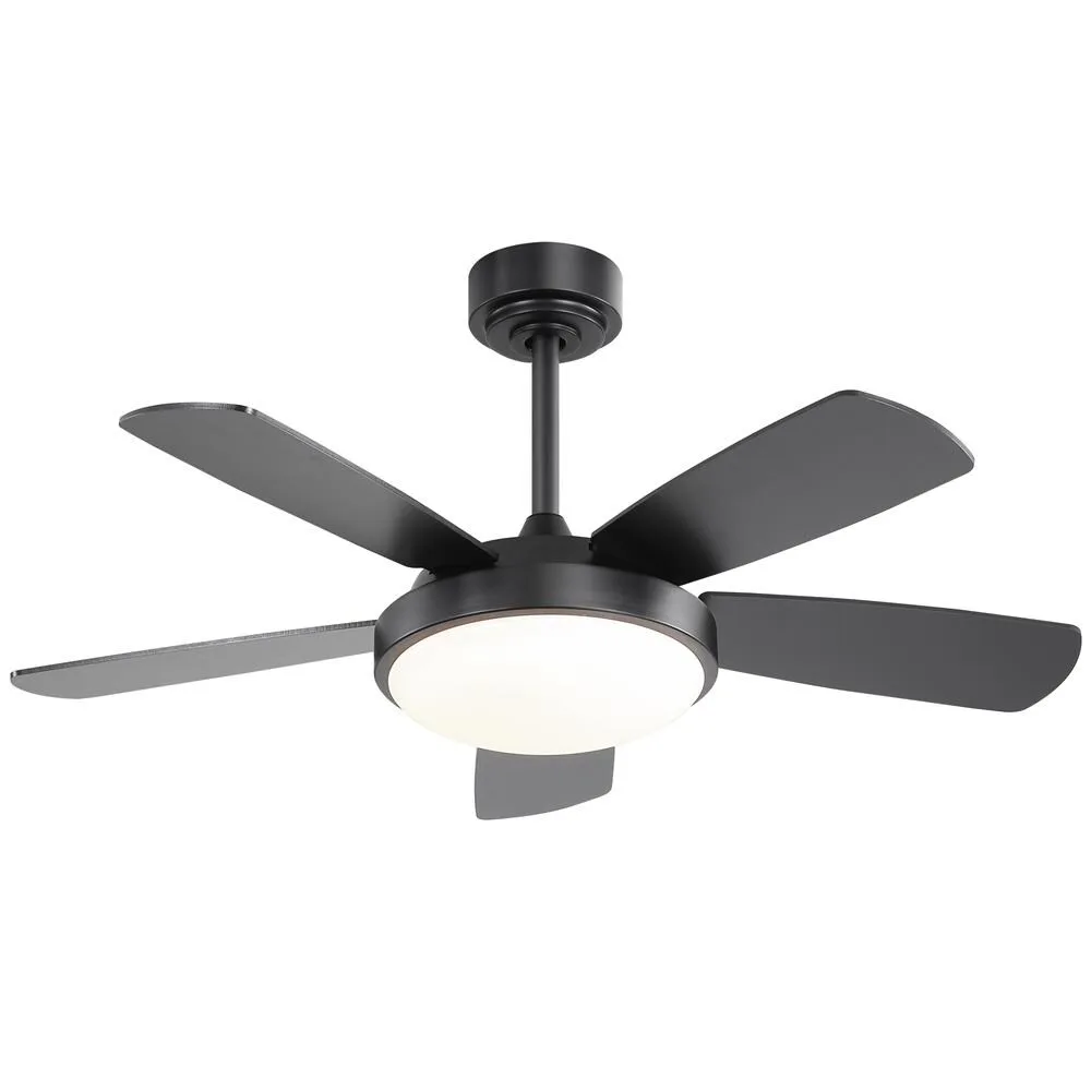 42 Inch Modern Black Indoor 5 Blade Ceiling Fans With Light | KBS ...